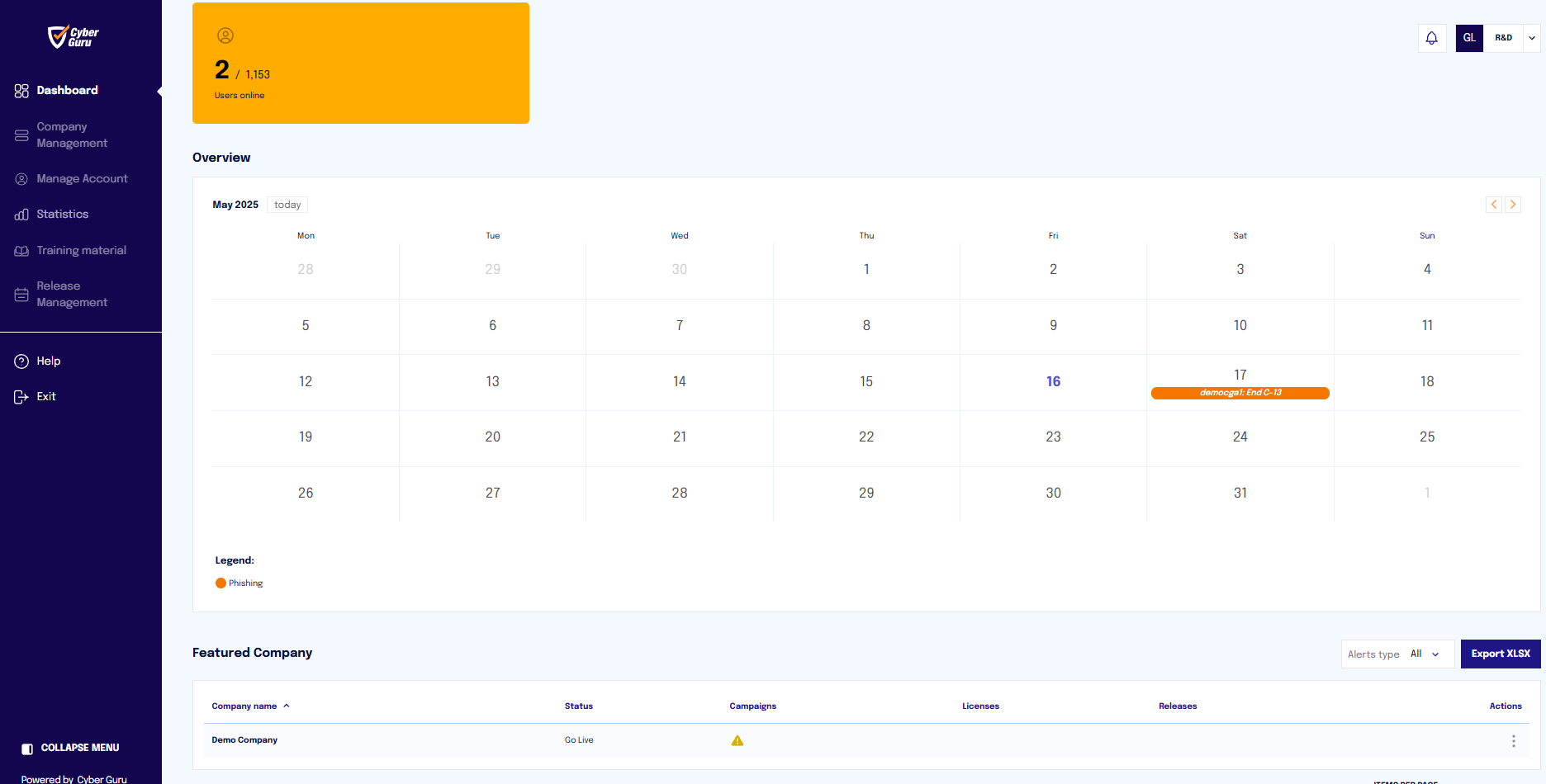 MSP Dashboard – Cyber Guru English (US)