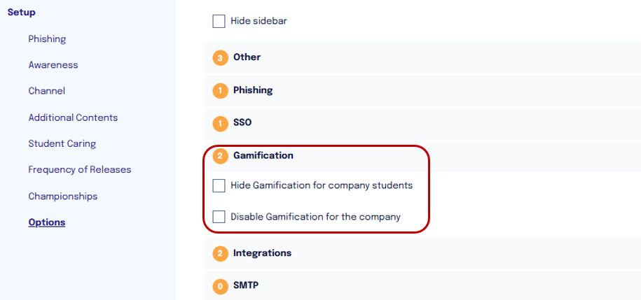 Hide/Disable Gamification – Cyber Guru English (US)