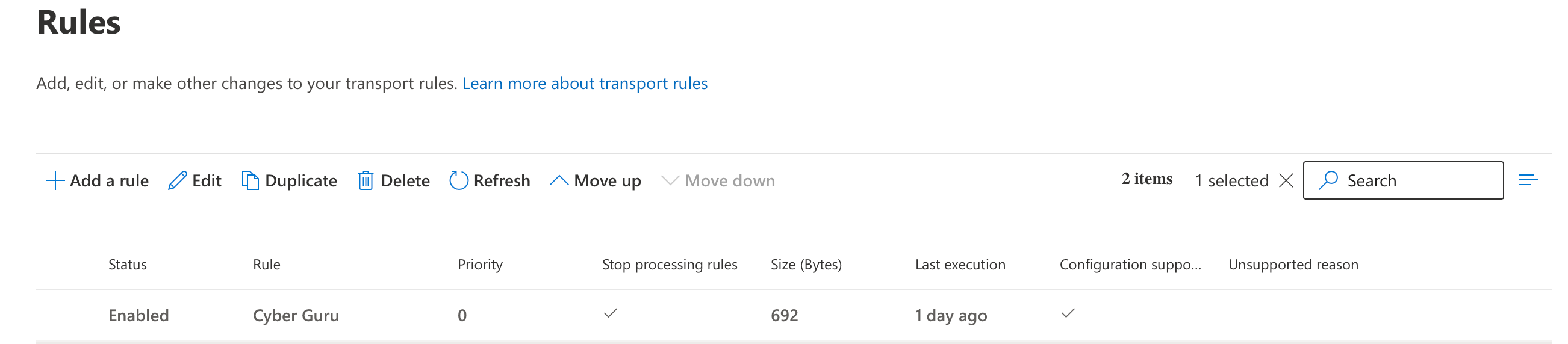 1. Creating Transport Rules (Exchange Online) – Cyber Guru English (US)
